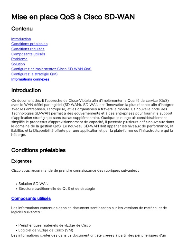 QoS dans Cisco SD-WAN : Guide de Configuration | PDF | Qualité de ...