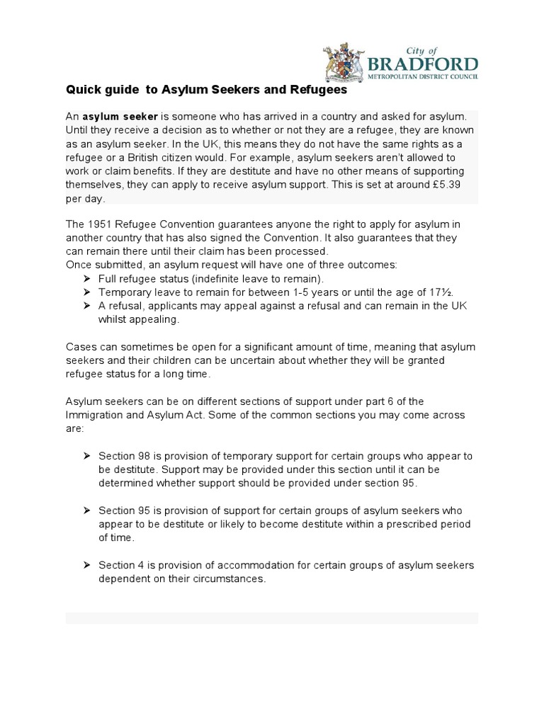 Quick Guide To Refugees and Asylum Seekers | PDF