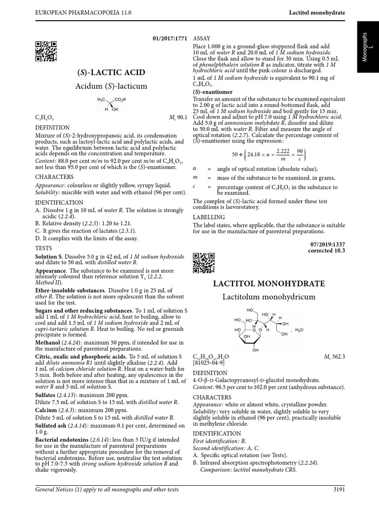 (S) - Lactic Acid | PDF | Solubility | Acid