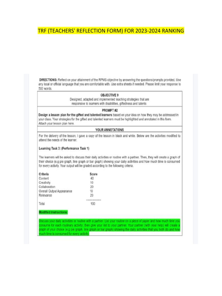 Sample TRF For 2023 | PDF