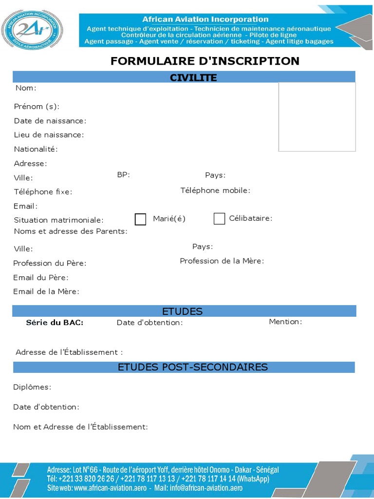 Formulaire D'inscription 2AI | PDF