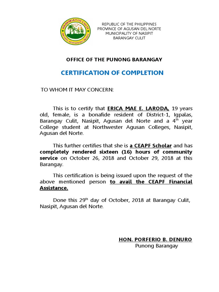 Community Service Certification Template | PDF | Social Science ...