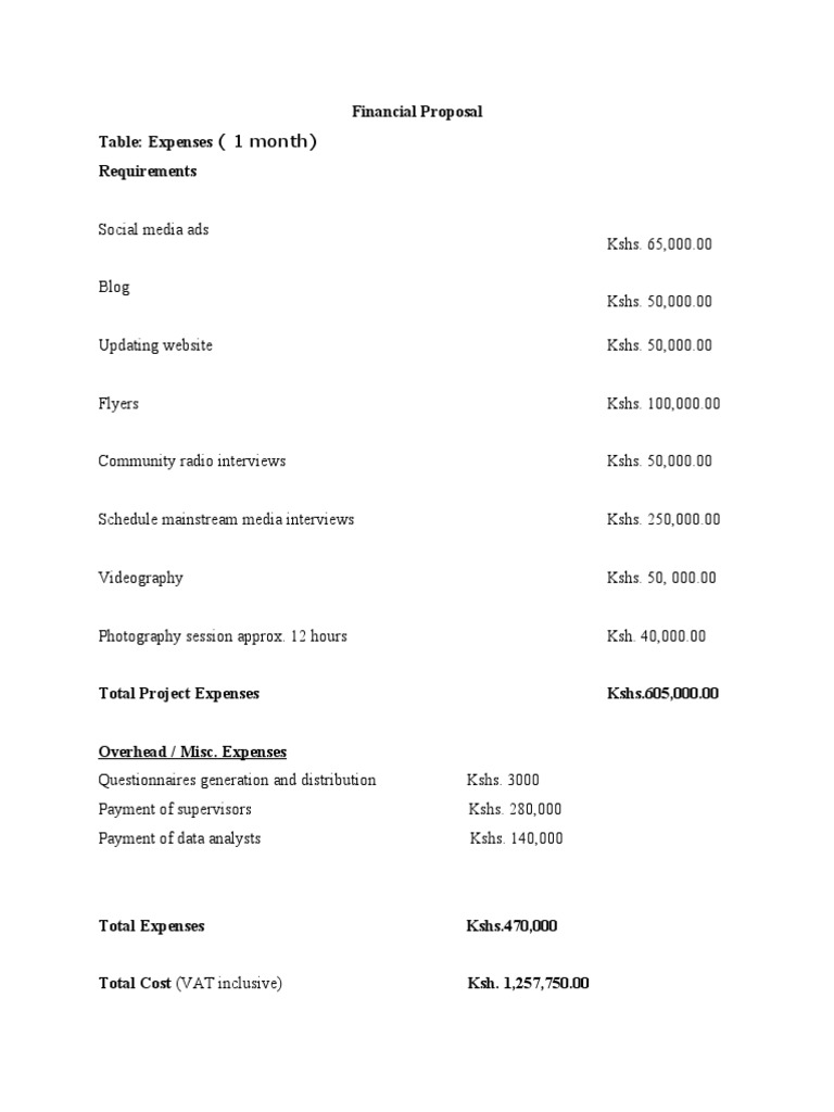 Comprehensive Financial Proposal Breakdown | PDF