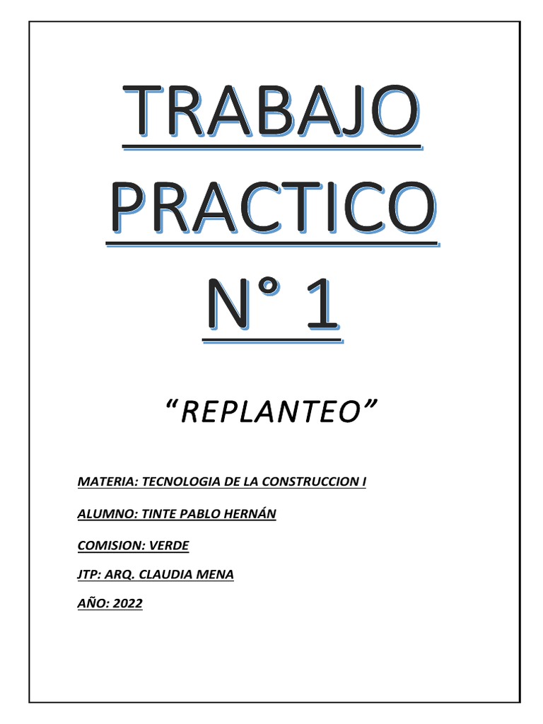 Trabajo Practico #1 - Replanteo | PDF