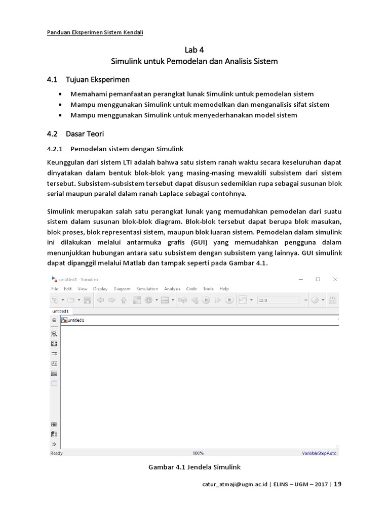 Eksp. Sistem Kendali - Bab 4-4 Simulink | PDF | Komputer