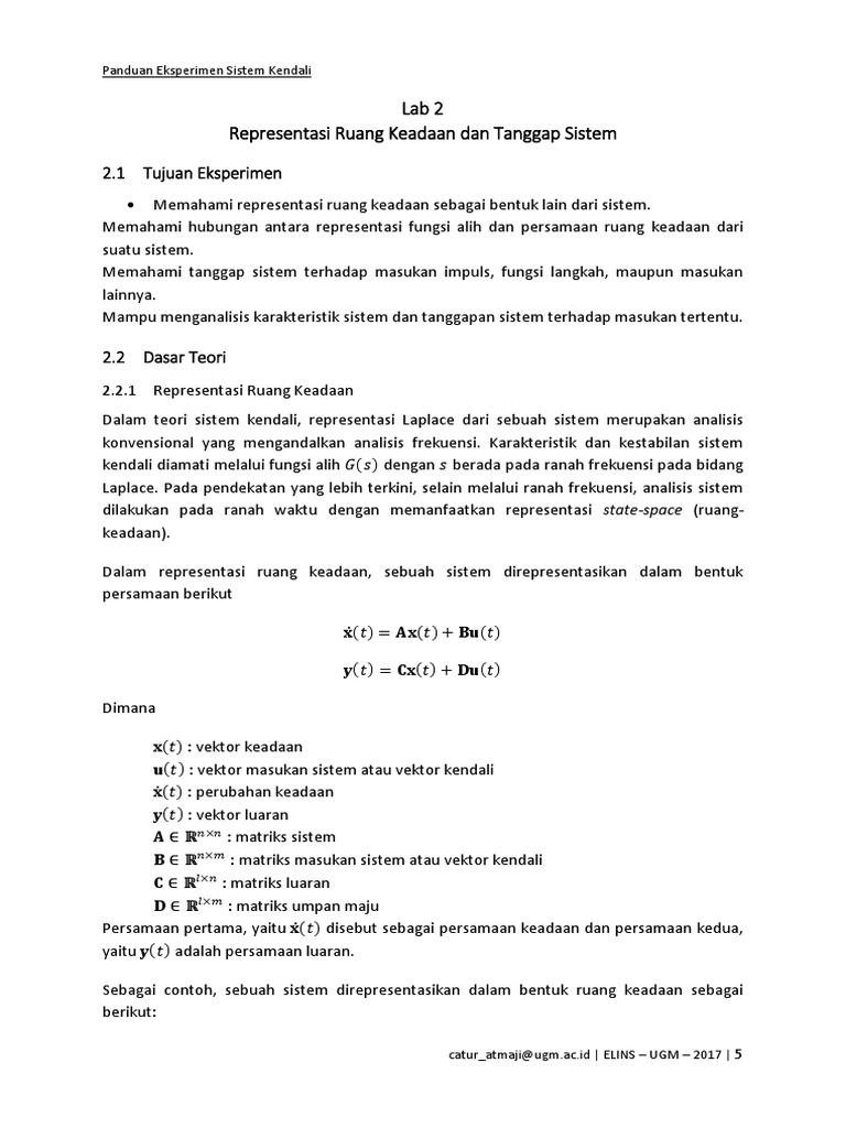 Eksp. Sistem Kendali - Bab 2-2 | PDF