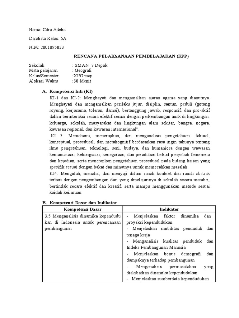 Contoh RPP SMA | PDF | Karier & Perkembangan