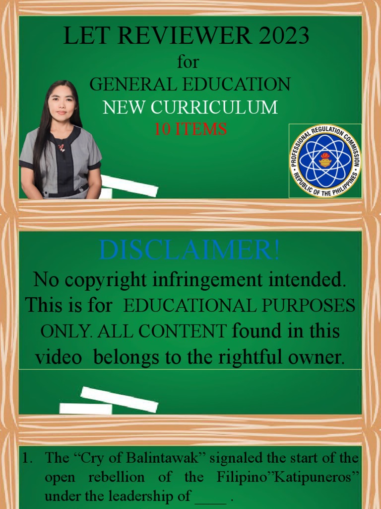 LET REVIEWER for GENERAL ED. 1 | PDF