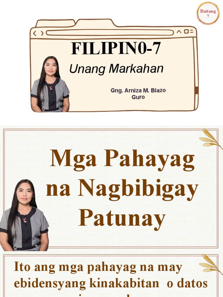 Mga Pahayag Na Nagbibigay Patunay | PDF