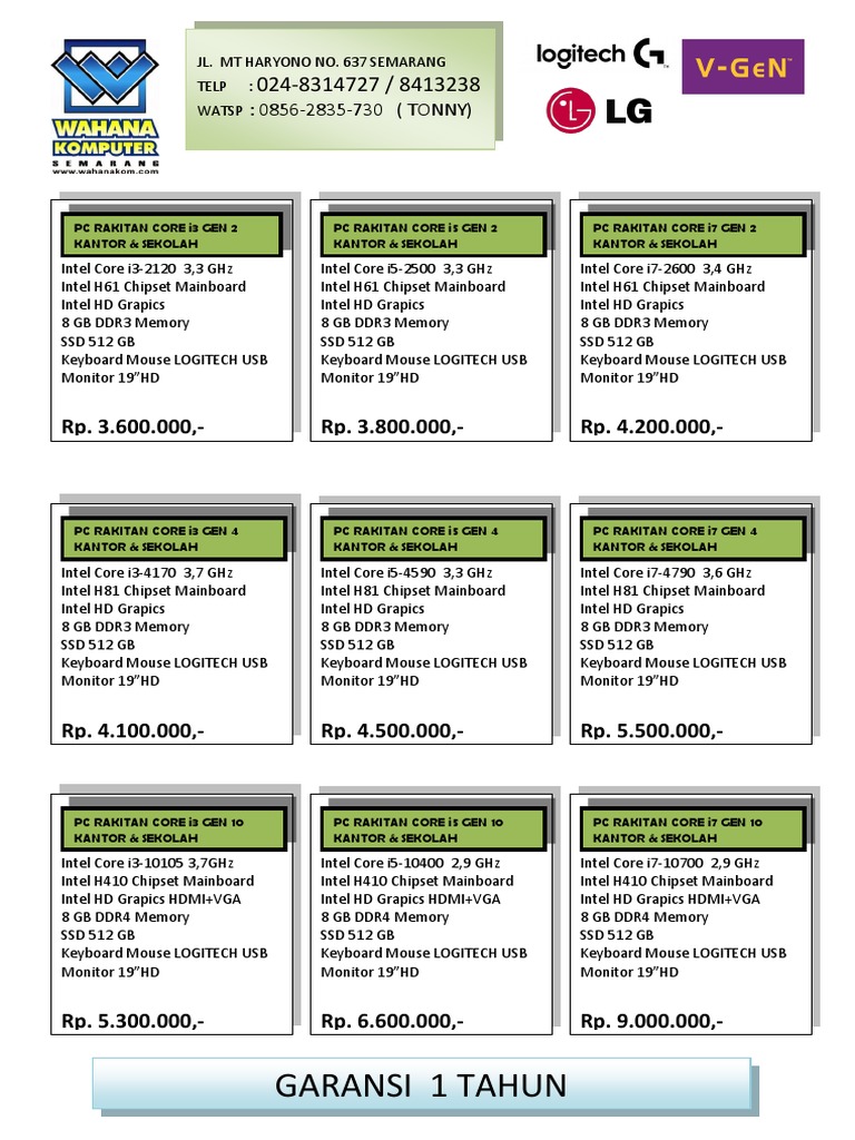 Brosur PC Rakitan Maret 2023 | PDF | Intel | Personal Computing