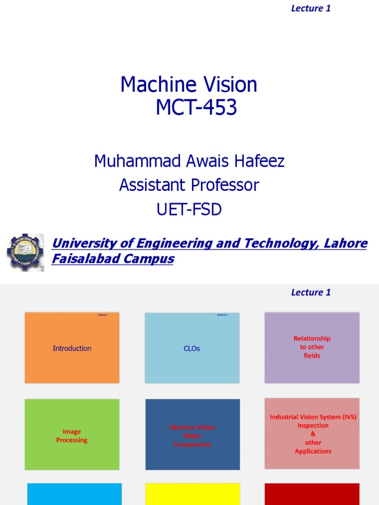 Lec#1 MCT-453 | PDF | Computer Vision | Sampling (Signal Processing)
