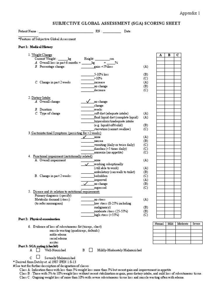 SGA - Detsky 2 | Download Free PDF | Shoulder | Weight Loss SGA - Detsky 2 | Download Free PDF | Shoulder | Weight Loss