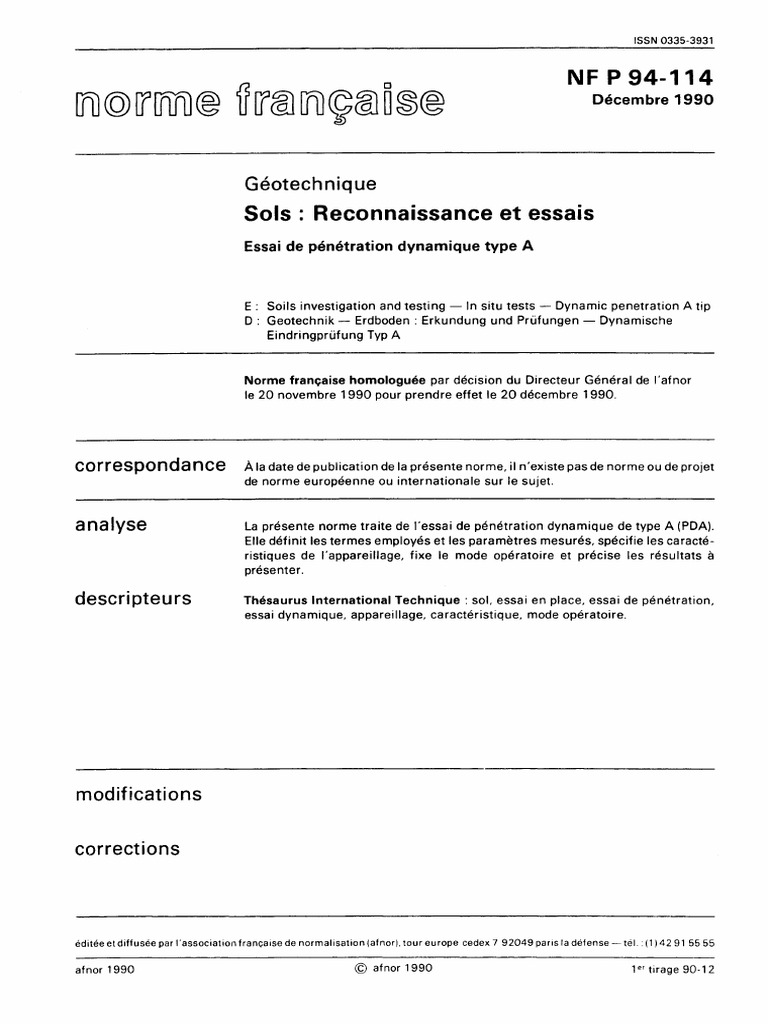 P94-114-Essai de Pénétration Dynamique Type A | PDF