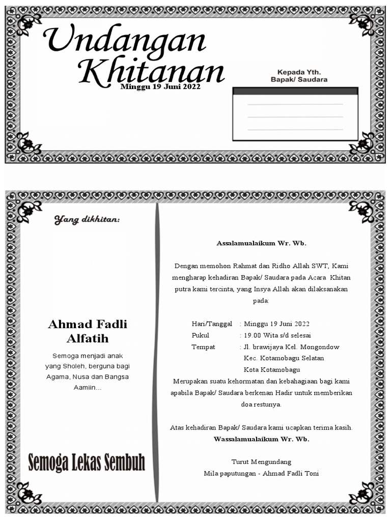 Undangan Khitanan | PDF