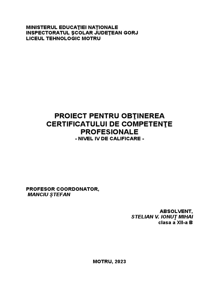 Prima Pagina Proiect | PDF