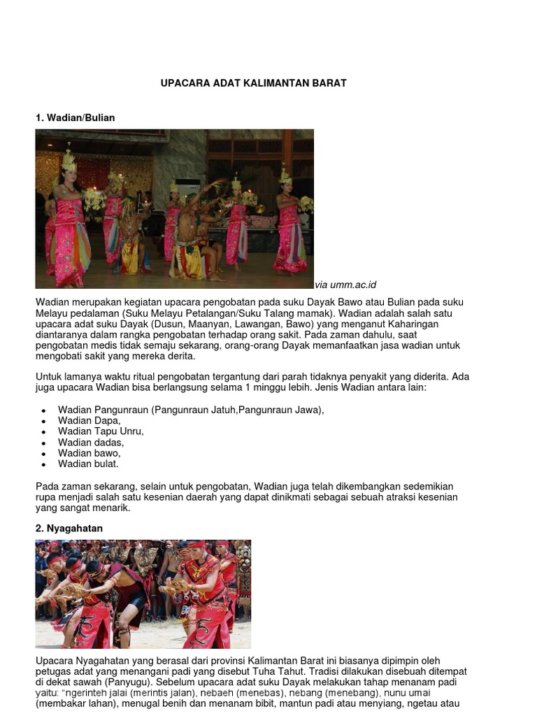 Upacara Adat Kalimantan Barat | PDF