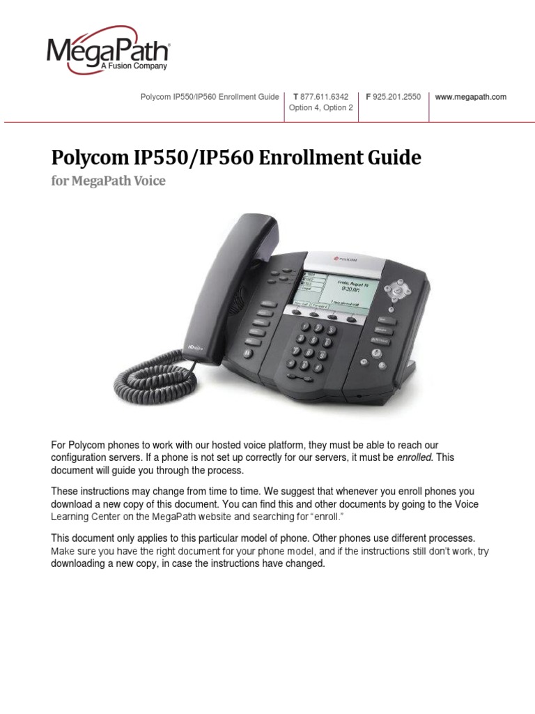Enrollment Guide Polycom IP550 IP560 | PDF