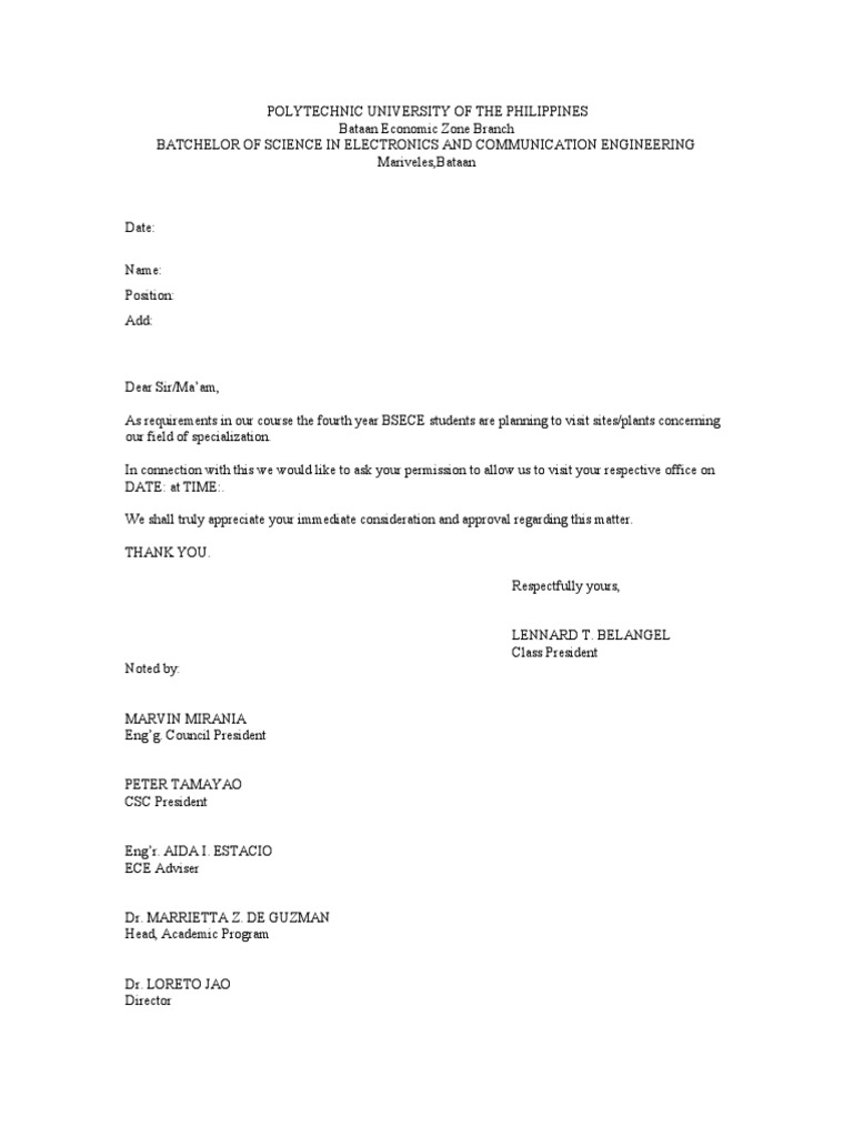 Ece Request Letter (Baguio) | PDF