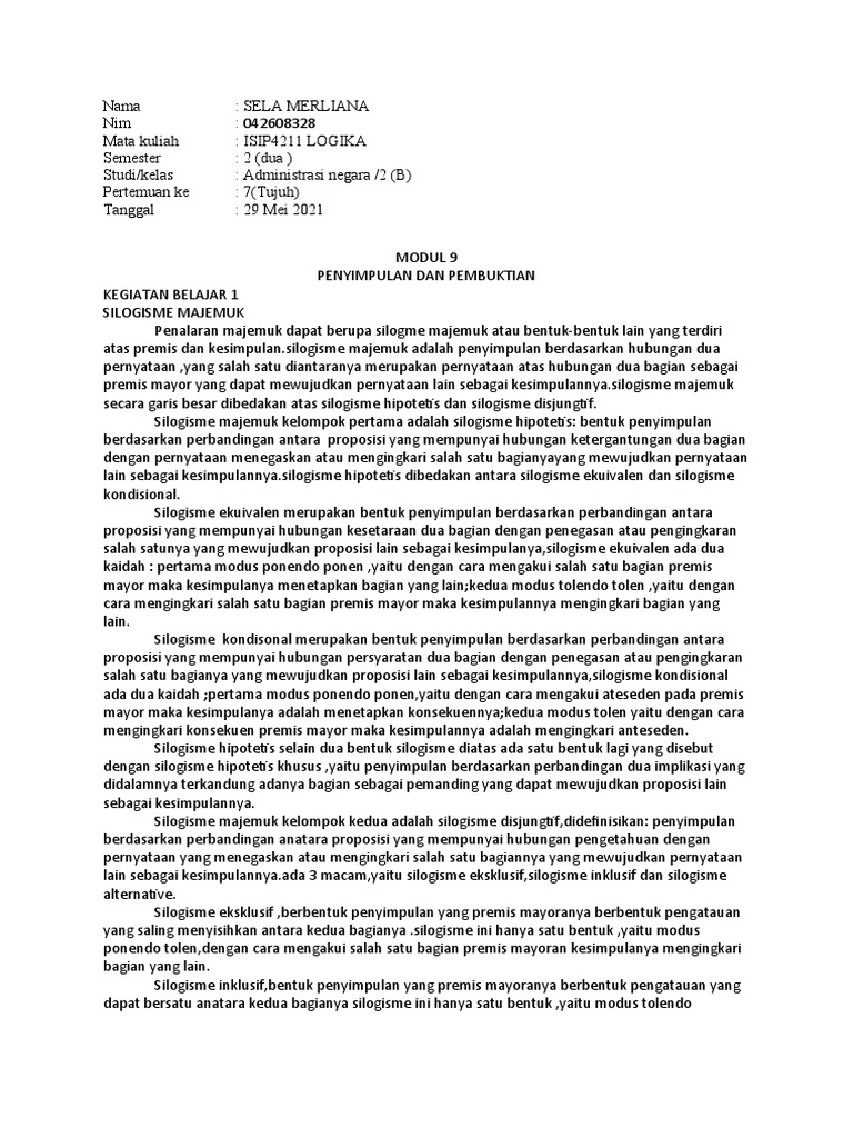 sella merliana modul 9 logika | PDF