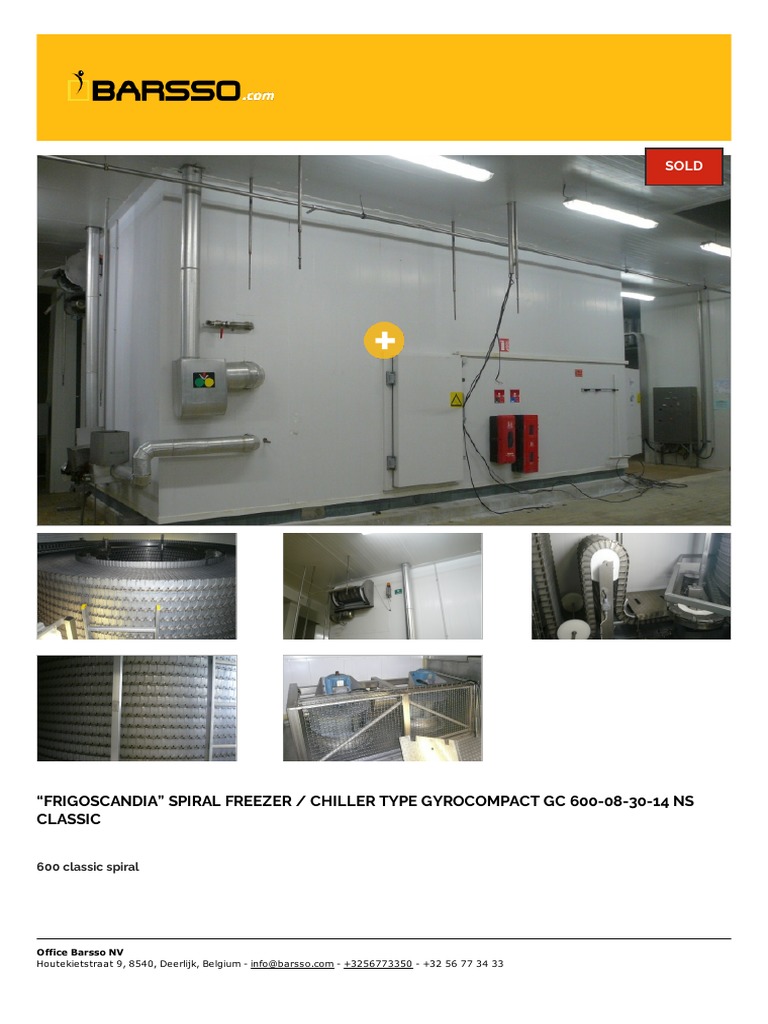 "Frigoscandia" Spiral Freezer / Chiller Type Gyrocompact GC 600-08-30-14 Ns Classic | PDF