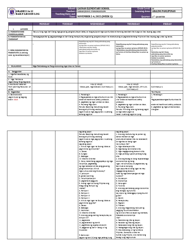 Araling Pan DLL Week 1 Q 2 | PDF