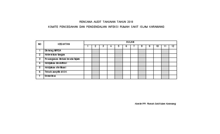 Rencana Audit PPI RS Islam Karawang 2018 | PDF