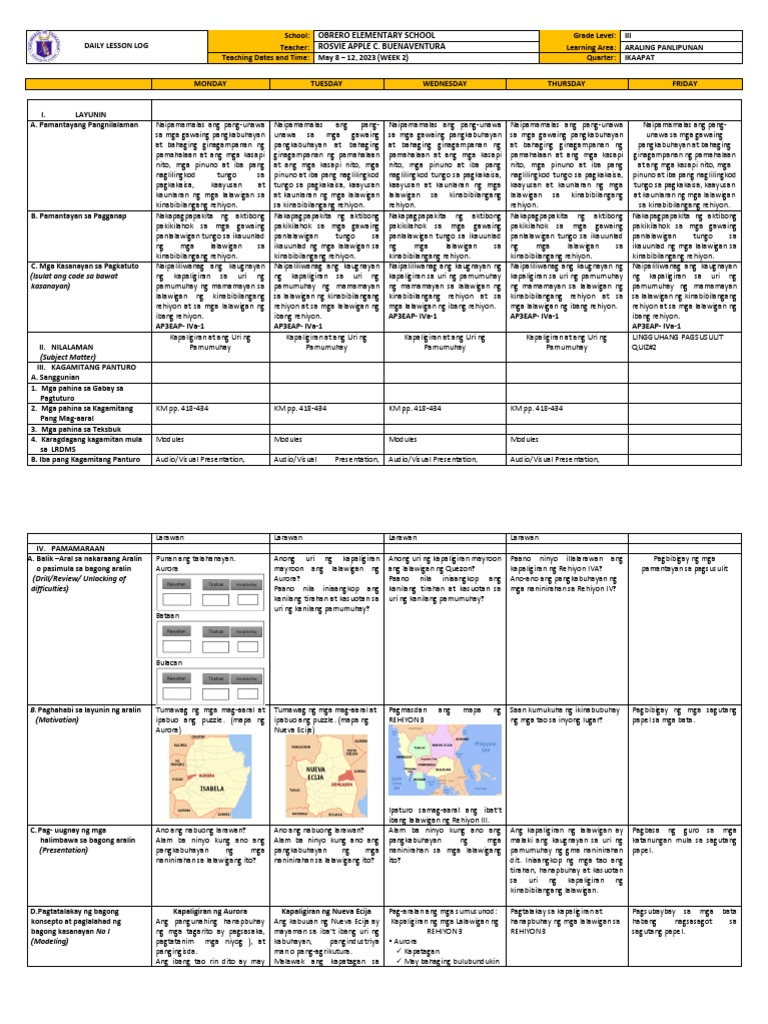 DLL - AP3 - Q4 - W2 - Naipaliliwanag-ang-kaugnayan-ng-kapaligiran-sa-uri-ng-pamumuhay ...