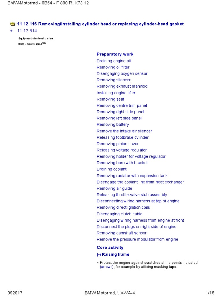 BMW F 800 R K73 Desmontaje-Montaje Culata | PDF | Screw | Bearing (Mechanical)