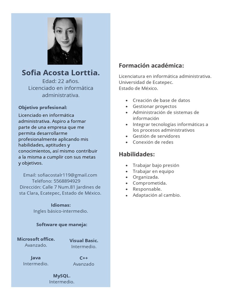 CV - Acosta Lorttia Sofia | PDF