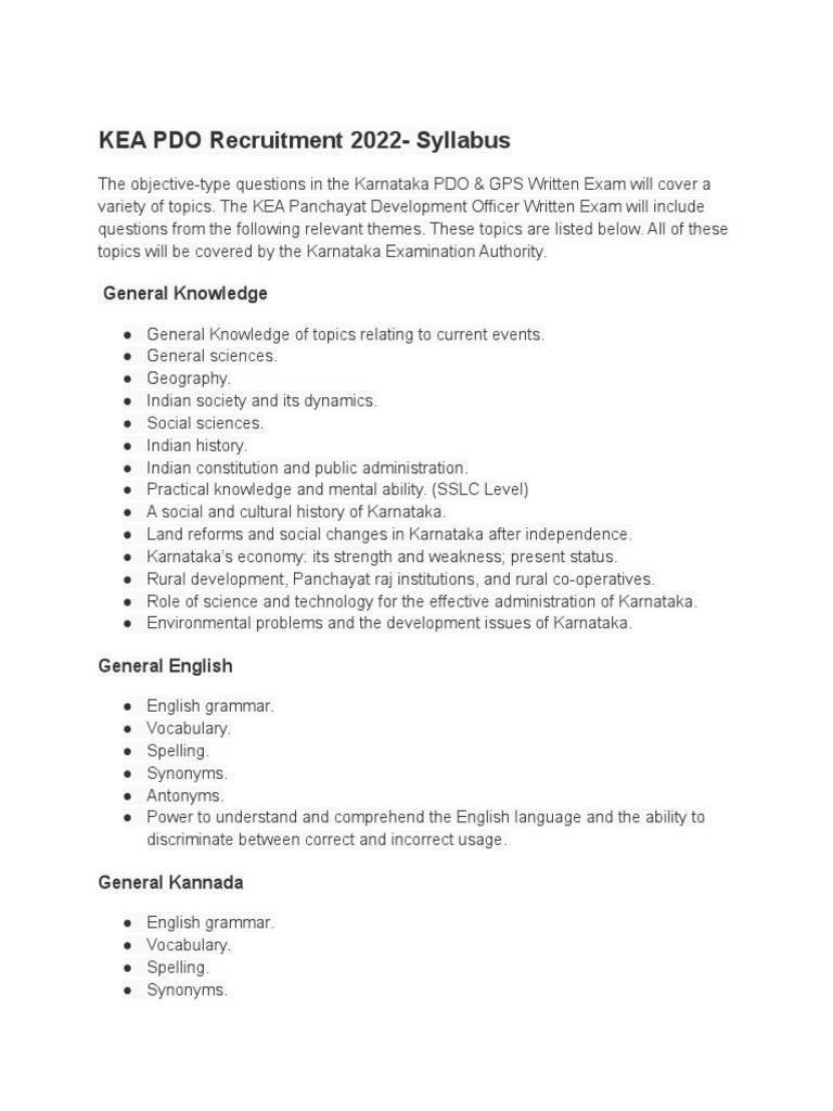 KEA PDO Syllabus | PDF