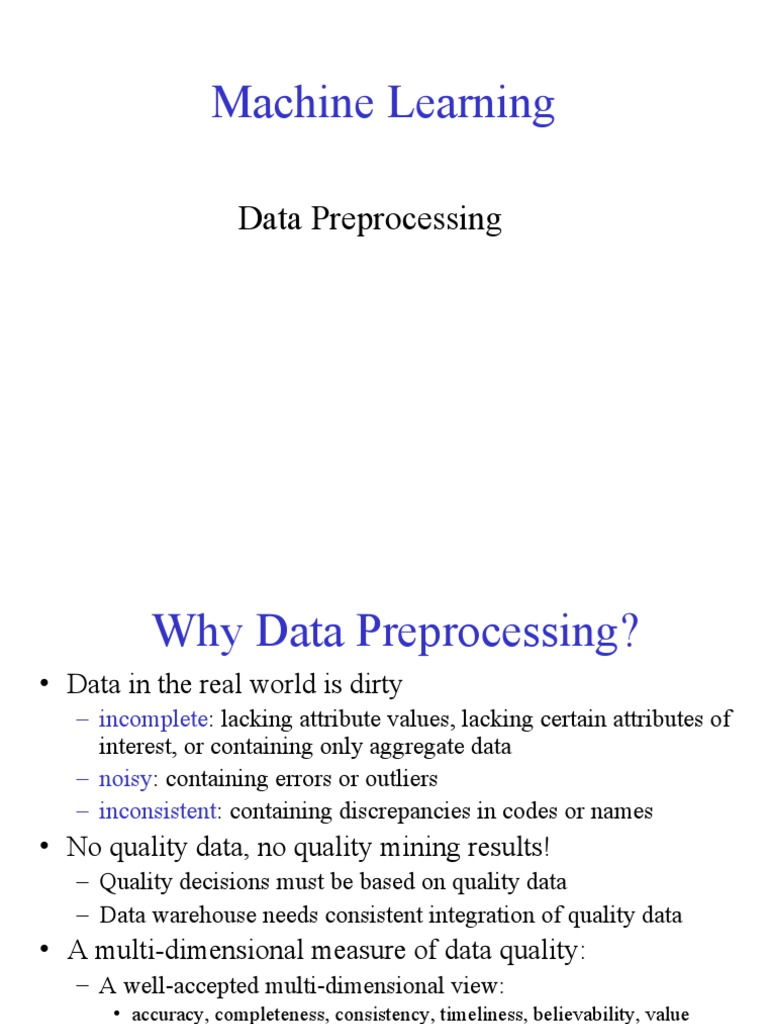 Machine Learning Lecture 5 Preprocessing | PDF