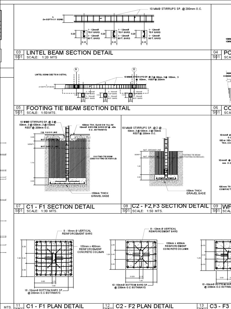 Porch Stairs Section Detail Lintel Beam Section Detail: H (H Depth of Beam) | Download Free PDF ...