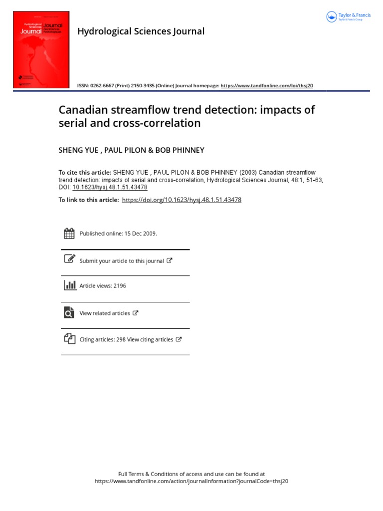 Canadian Streamflow Trend Detection Impacts of Serial and Cross ... Canadian Streamflow Trend Detection Impacts of Serial and Cross ...