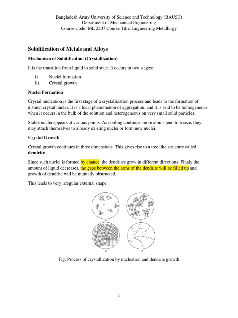 5.Solidification of Metals and Alloys | PDF