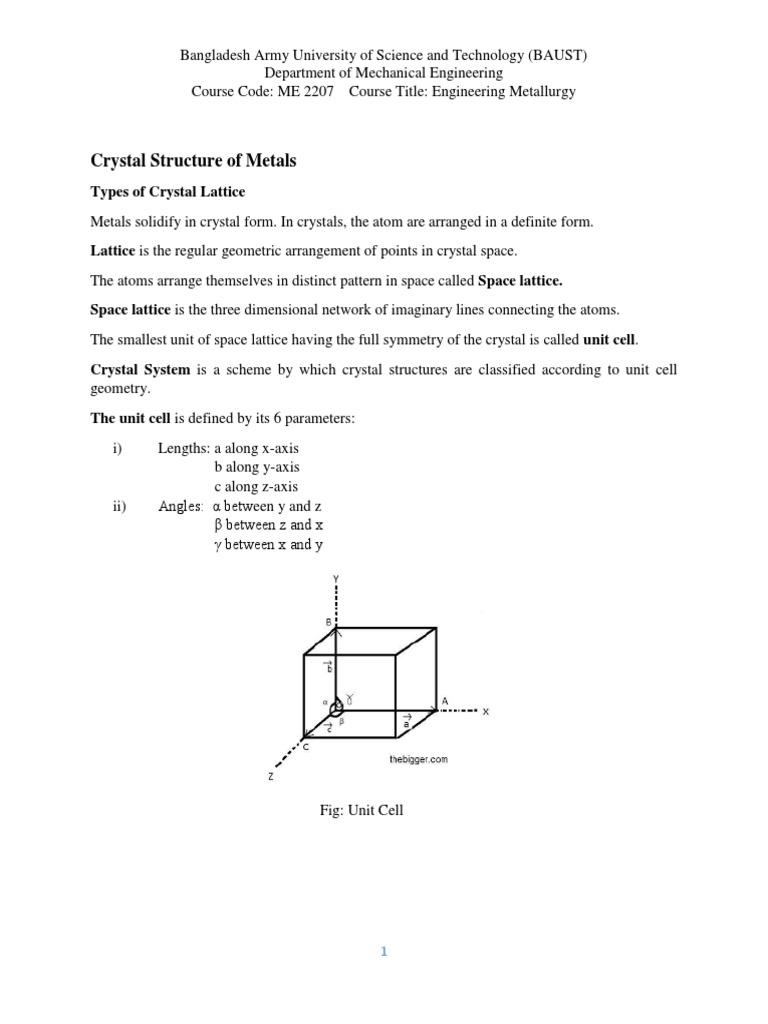 4.crystal Structure of Metals | PDF | Crystal Structure | Crystal