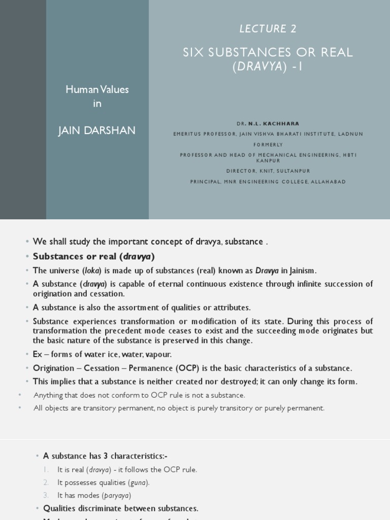 Six Substances of Jainism: An Overview of Lectures on Dravya | PDF | Indian Philosophy ...