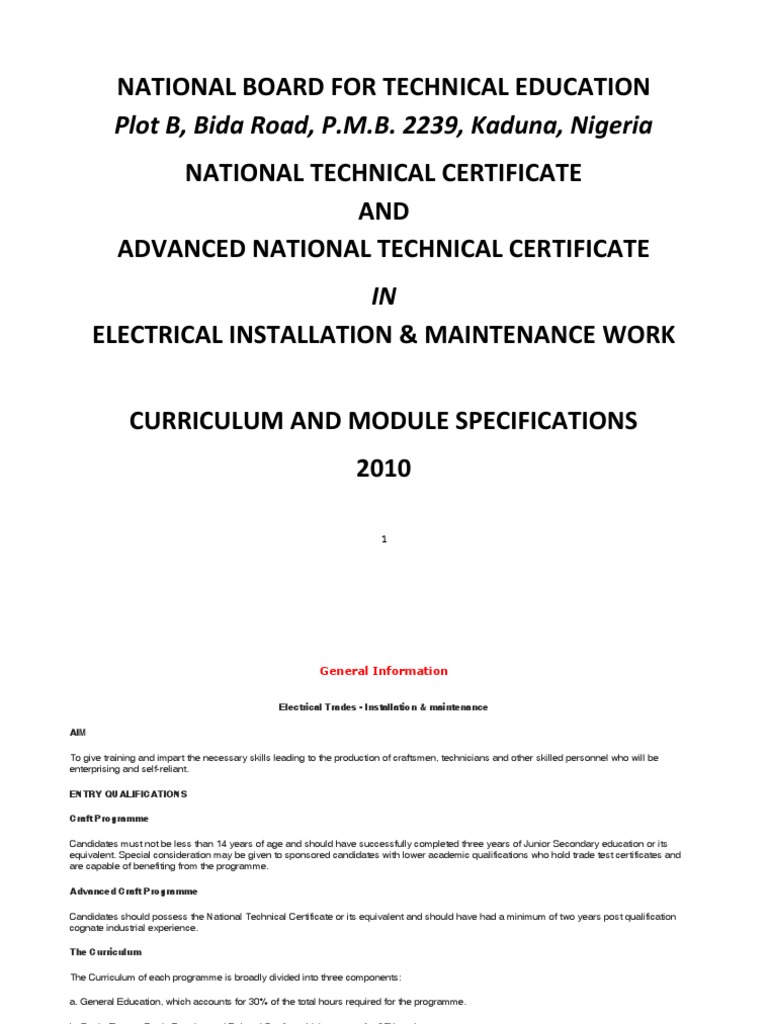 NTC Electrical Installation and Maintenance Work | PDF | Steel | Ductility