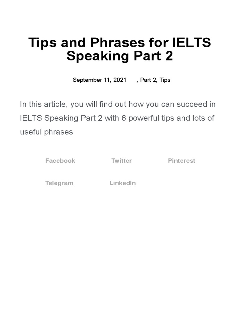 Ielts Speaking Part 2 Cue Cards 2021 Learn English And