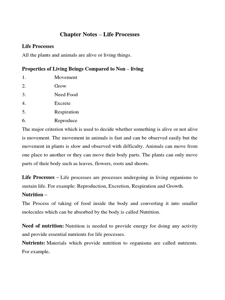 Chapter Notes – Life Processes: A Comprehensive Overview of the Key ... Chapter Notes – Life Processes: A Comprehensive Overview of the Key ...