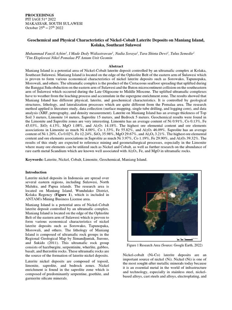 Geochemical and Physical Characteristics of Nickel-Cobalt Laterite ...