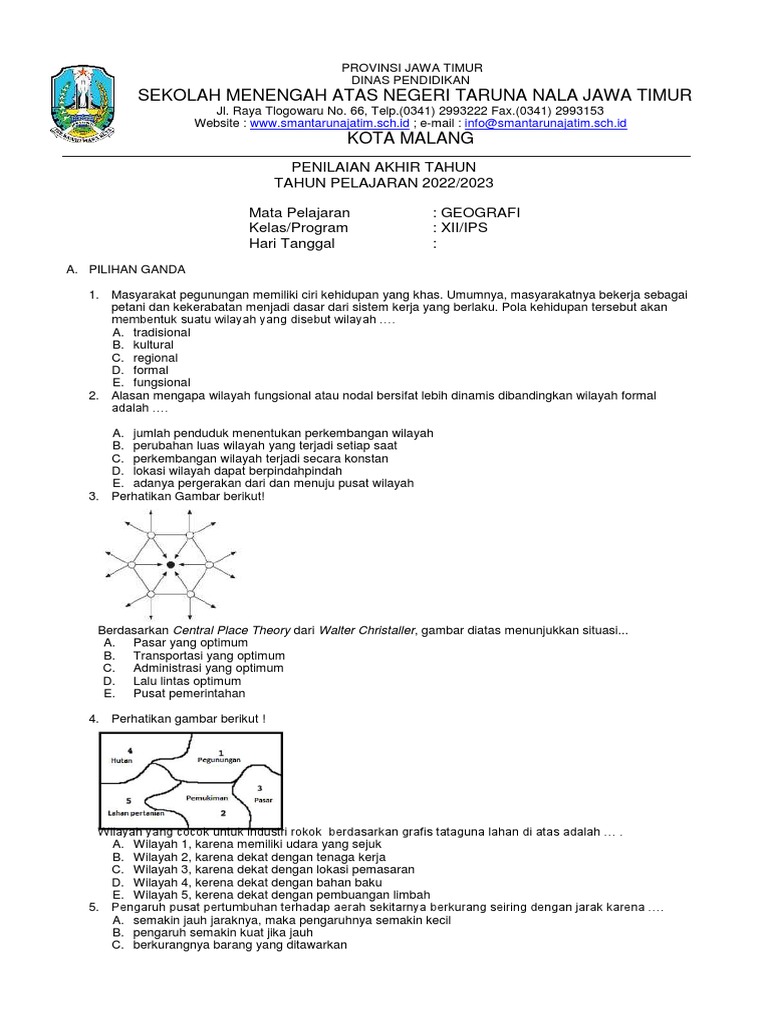 Geo Xii Ips Soal 21 Pat | PDF | Sains & Matematika