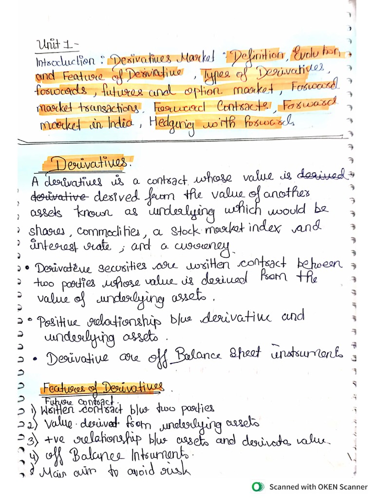 Financial Derivatives Notes On Finance | PDF