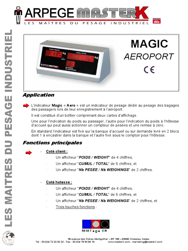Indicateur de pesage Magic Aero pour aéroports | PDF