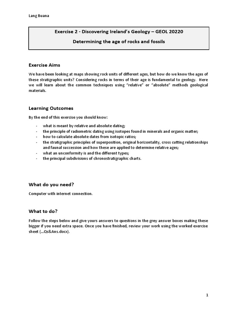 GEOL20220 Exercise 2 Qs | PDF | Stratigraphy | Geology