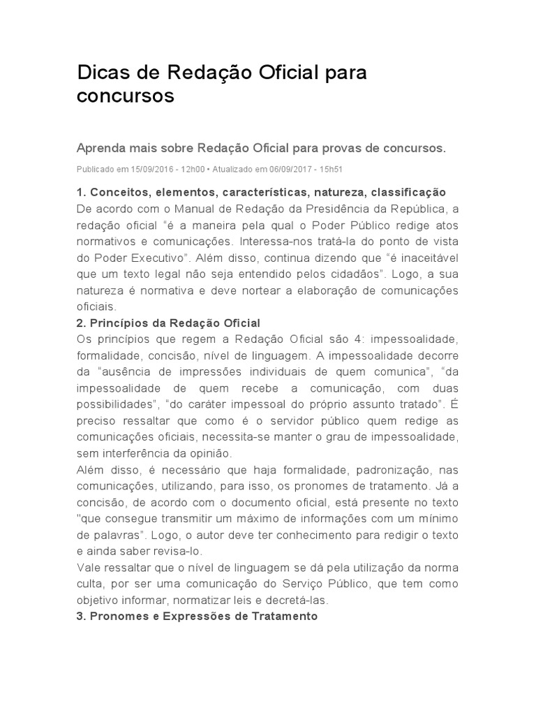 Dicas de Redação Oficial para Concursos | PDF | Linguística