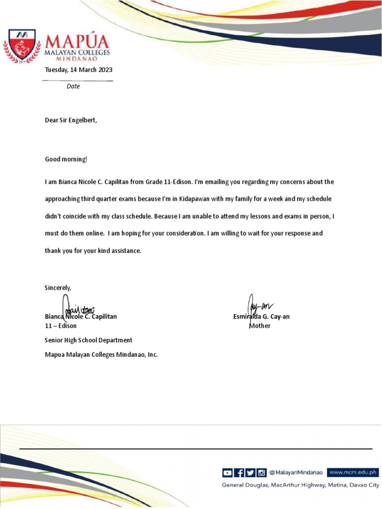 Exam Letter | PDF