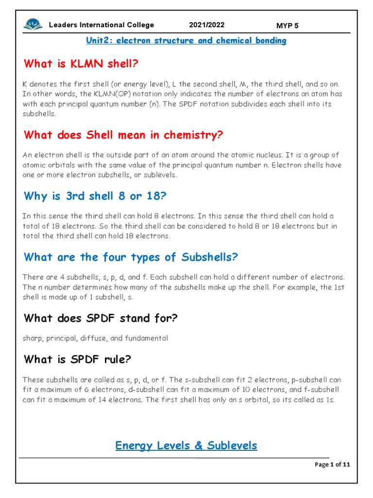 Chemistry Study Sheet IU2 | PDF