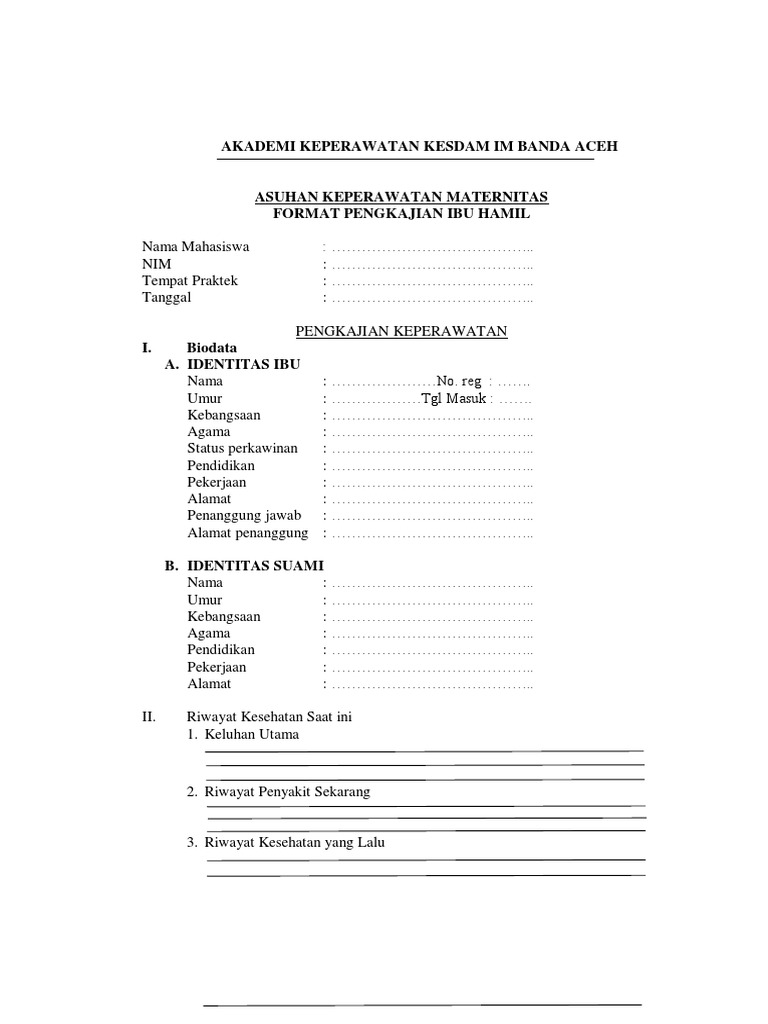 Format Asuhan Keperawatan Maternitas | PDF