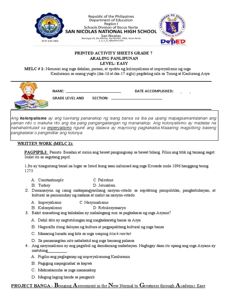 Final Edited Ap 7 Activity Sheet Melc 1 8 | PDF