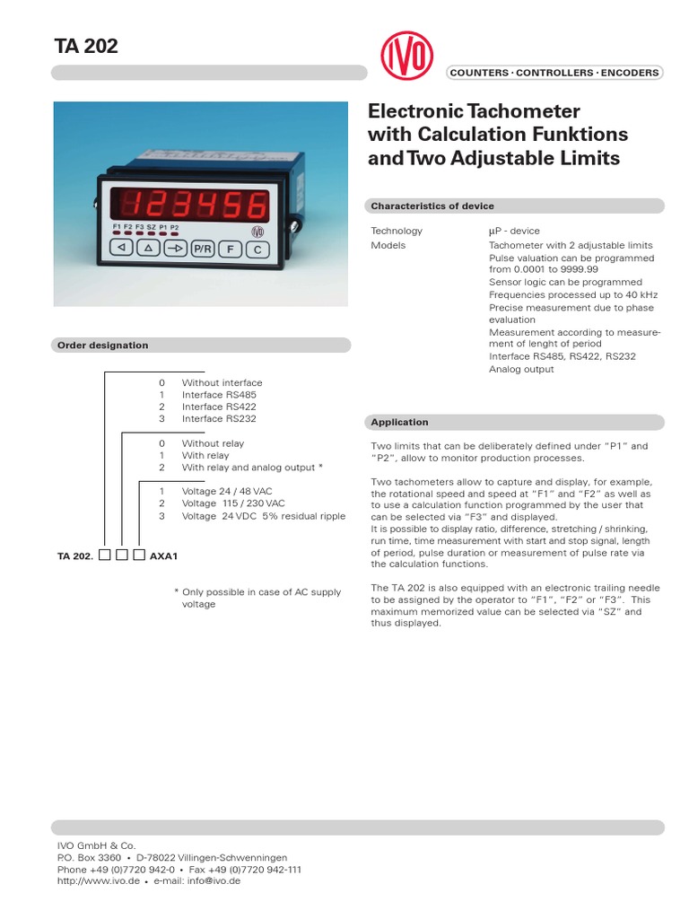 TA 202 - Techometer-Speed Sensor | PDF | Alternating Current | Relay